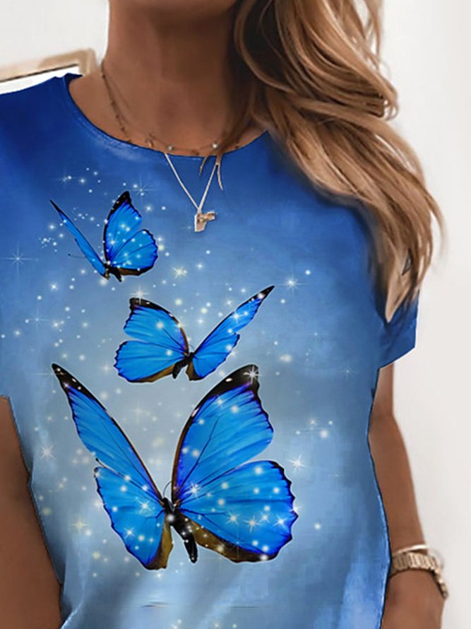 Lässig Kurzarm Schmetterling Shirts And Blusenandshirts Modetalente