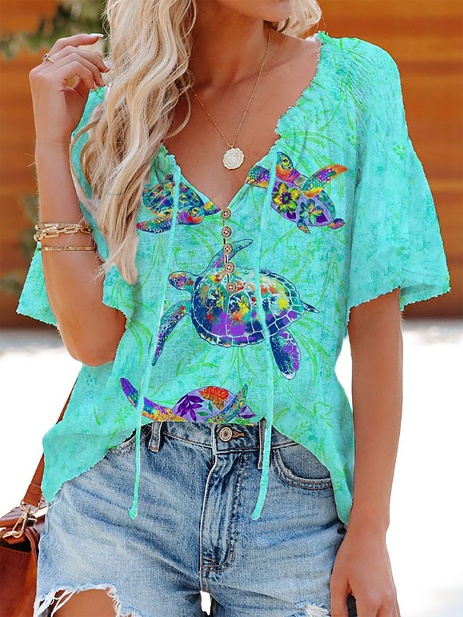 Große Größen Print Kurzarm Shirts And Blusenandshirts Modetalente